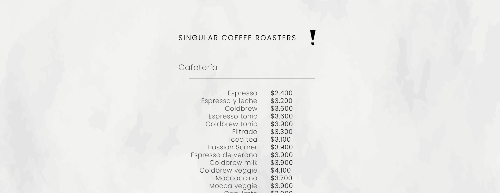 Carta – SINGULAR COFFEE ROASTERS